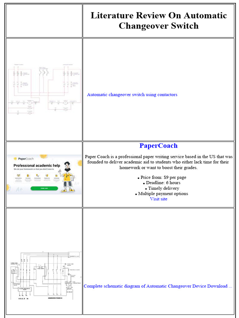 Literature Review On Automatic Changeover Switch | PDF | Mains Electricity | Relay