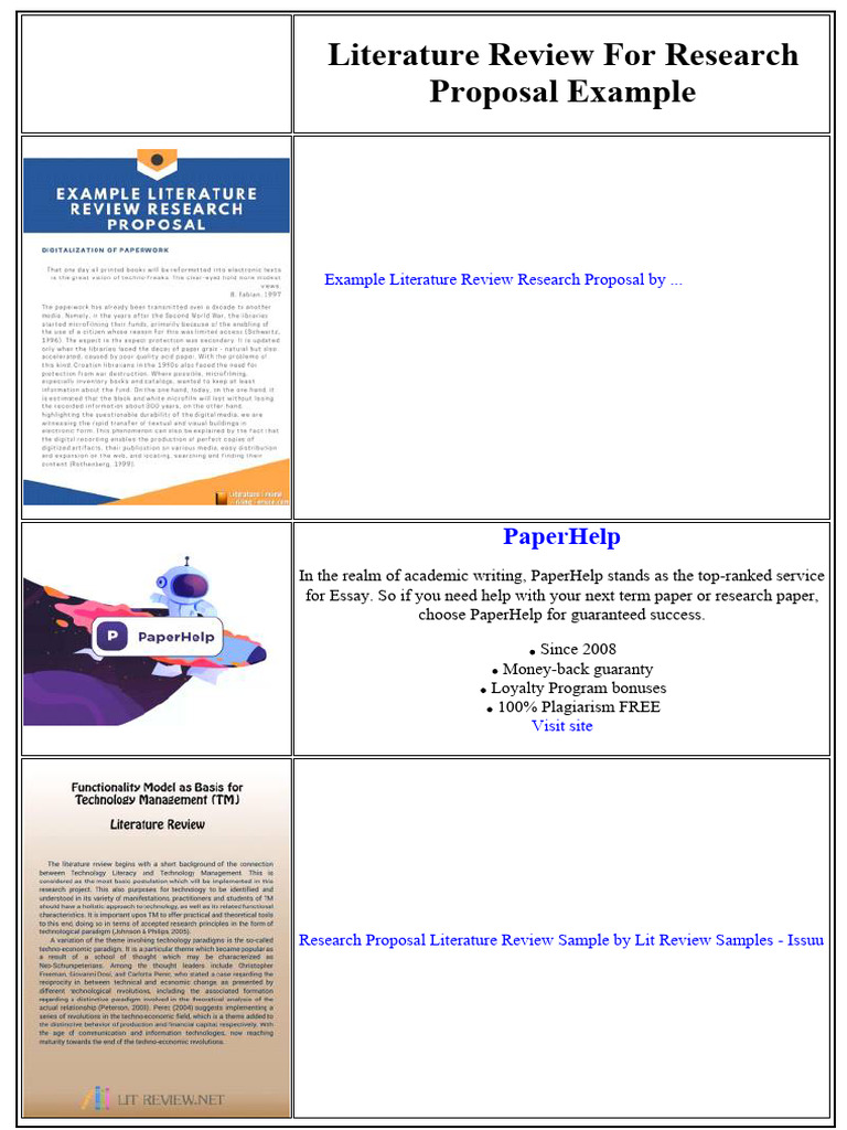 Literature Review For Research Proposal Example | PDF | Thesis | Essays