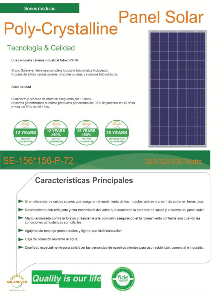 Datasheet Módulo Solarever | PDF