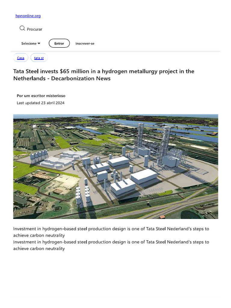 Tata Steel Invests $65 Million in A Hydrogen Metallurgy Project | PDF