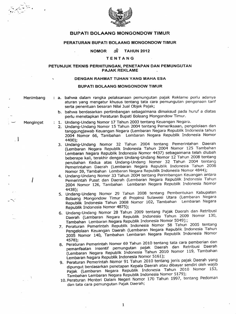 Perbup Penagihan Pajak Reklame | PDF