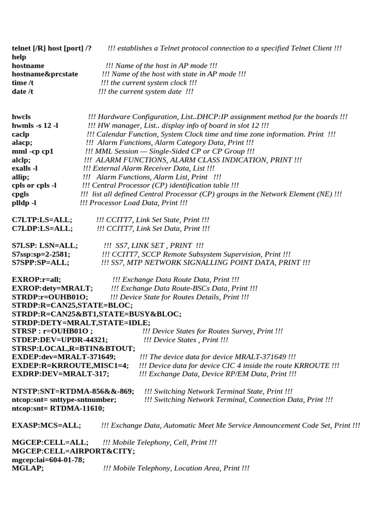 Commands MML AP | PDF | Telecommunications | Computing
