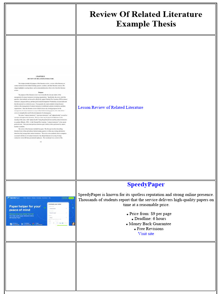 Review of Related Literature Example Thesis | PDF | Thesis | Essays