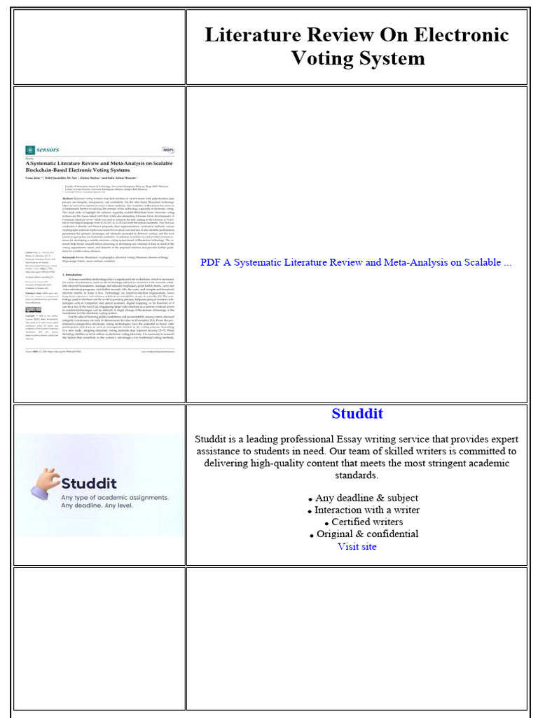 Literature Review On Electronic Voting System | PDF | Electronic Voting | Voting