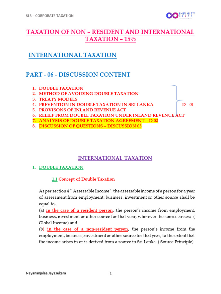 Part - 06 - International Taxation | PDF | Double Taxation | Taxes