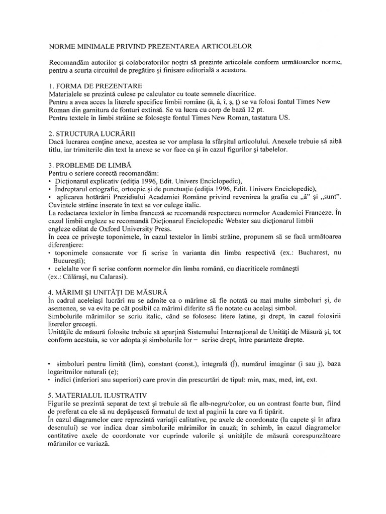 Norme Redactare Articol | PDF