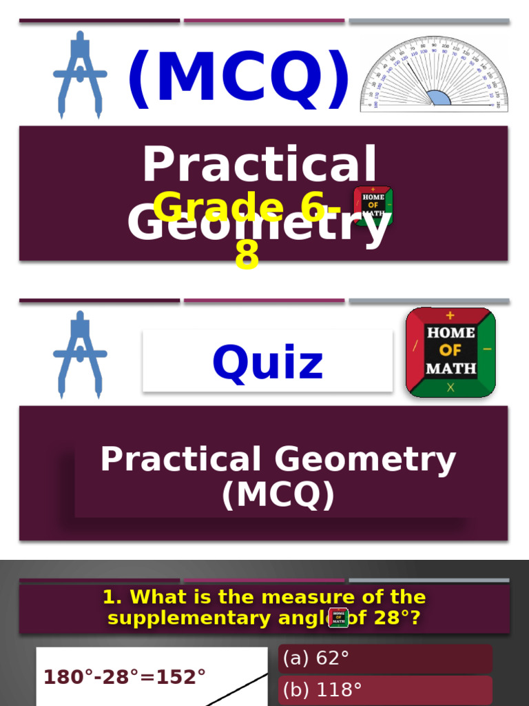 Grade 6-8 Practical Geometry Quiz | PDF