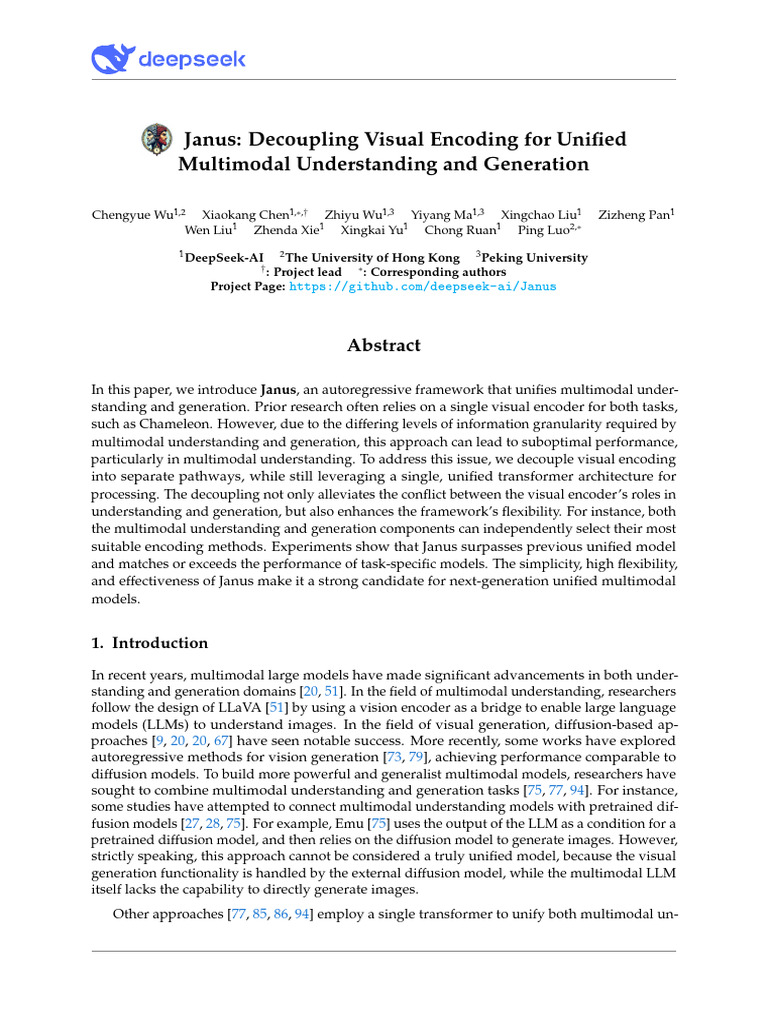 Janus- Decoupling Visual Encoding for Unified Multimodal Understanding and Generation | PDF ...