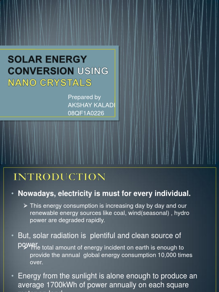 Solar Energy Conversion with Nano Crystals | PDF | Solar Cell ...