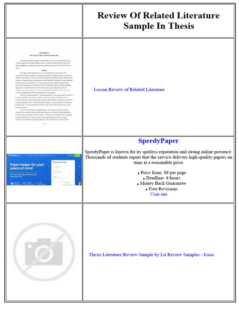 Review of Related Literature Sample in Thesis | PDF | Thesis | Essays