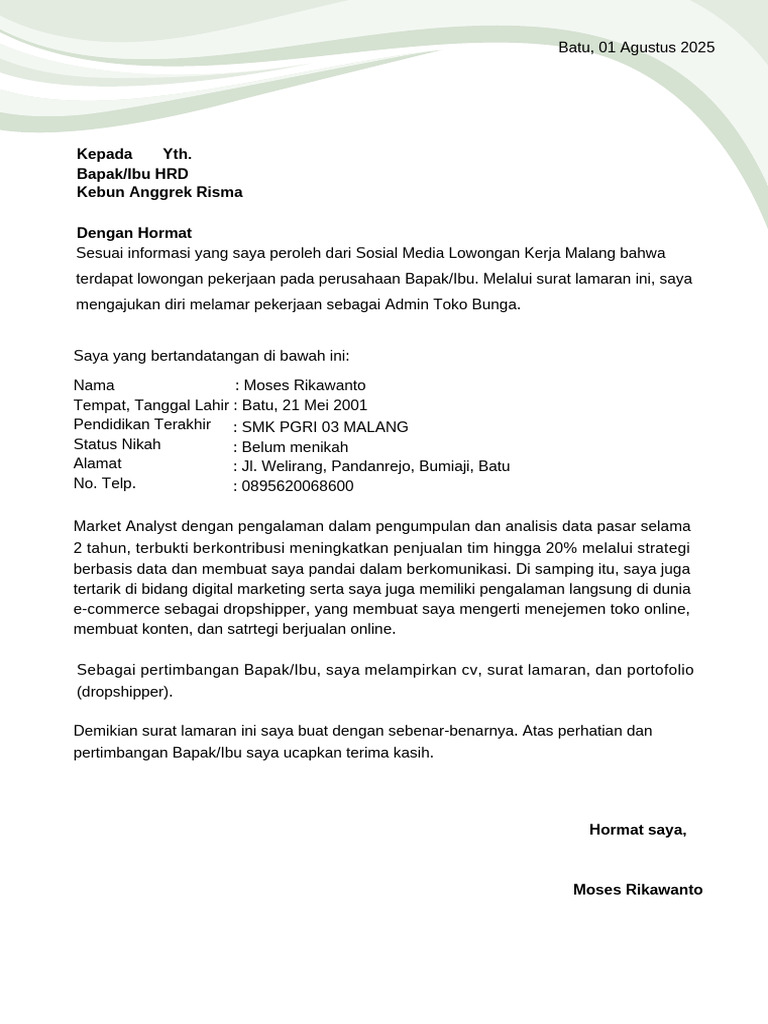 SURAT LAMARAN Admin - 20250801 - 223508 - 0000 | PDF