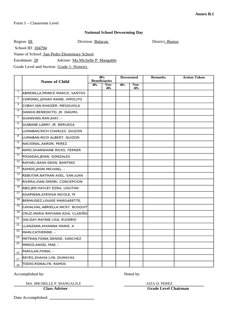 Deworming Forms Word | PDF