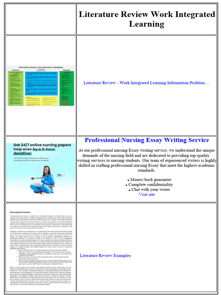 Literature Review Work Integrated Learning | PDF | Inclusion (Education) | Essays