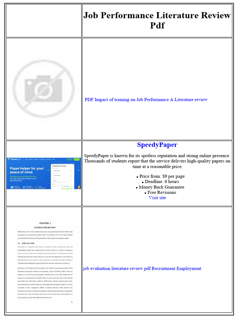 Job Performance Literature Review PDF | PDF | Performance Appraisal ...