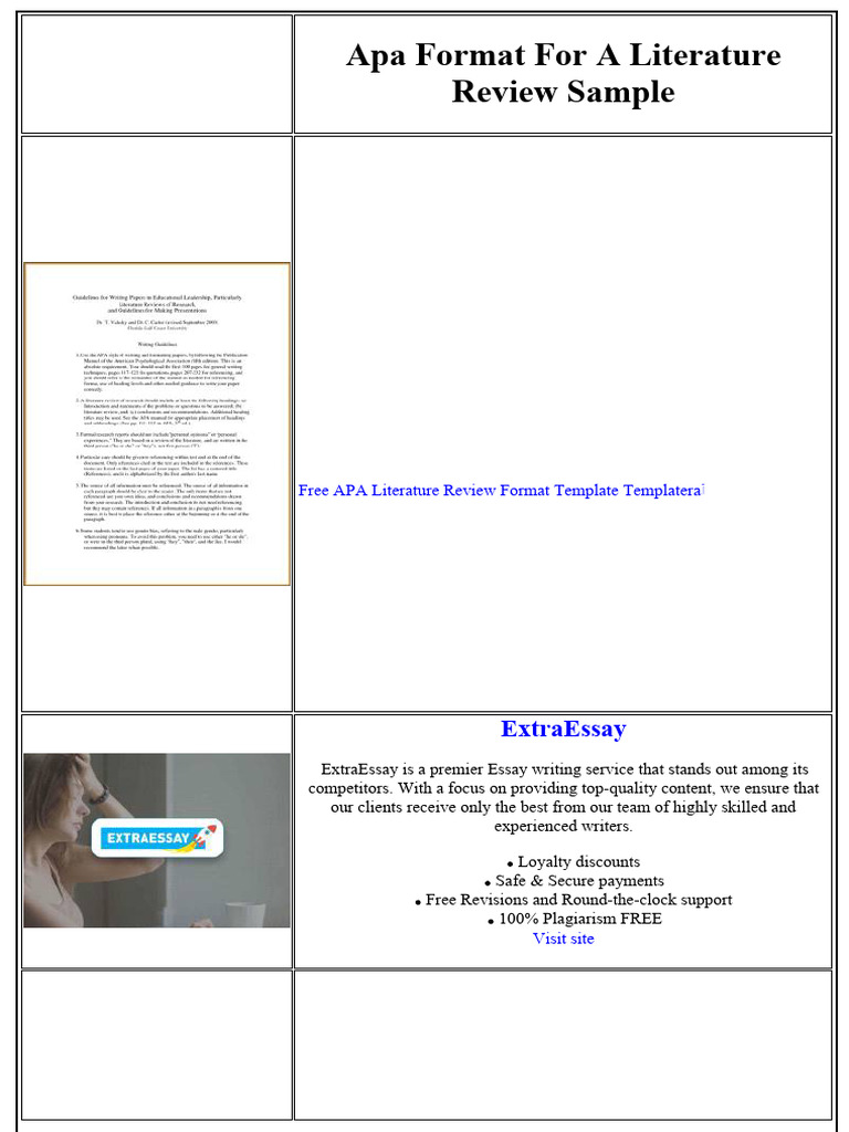 Apa Format For A Literature Review Sample | PDF | Apa Style | Essays