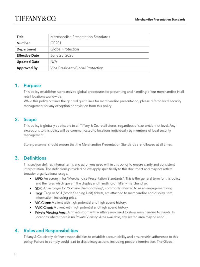 Merchandise Presentation Standards Guide | PDF | Merchandising | Policy