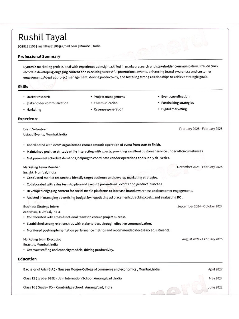 Rushil's Resume | PDF