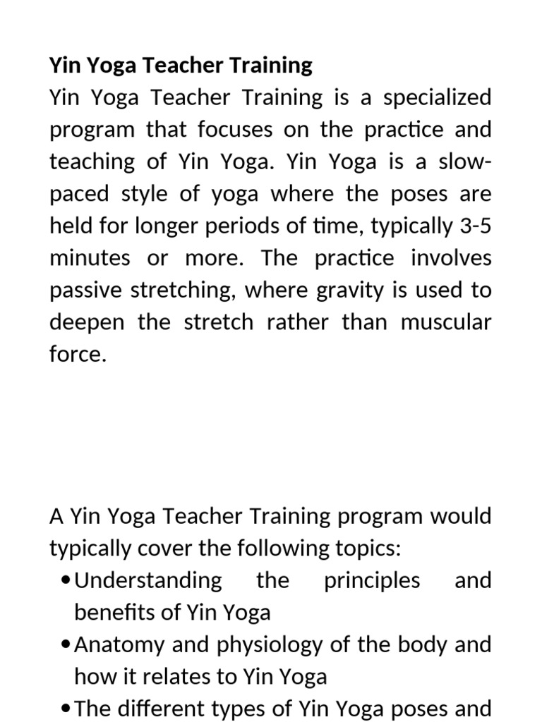 Yin Yoga Teacher Training | PDF