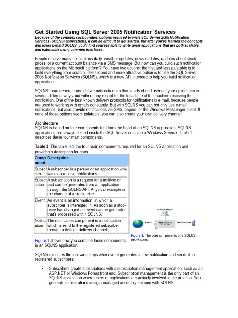 Get Started Using SQL Server 2005 Notification Services | PDF | Microsoft Sql Server | Databases