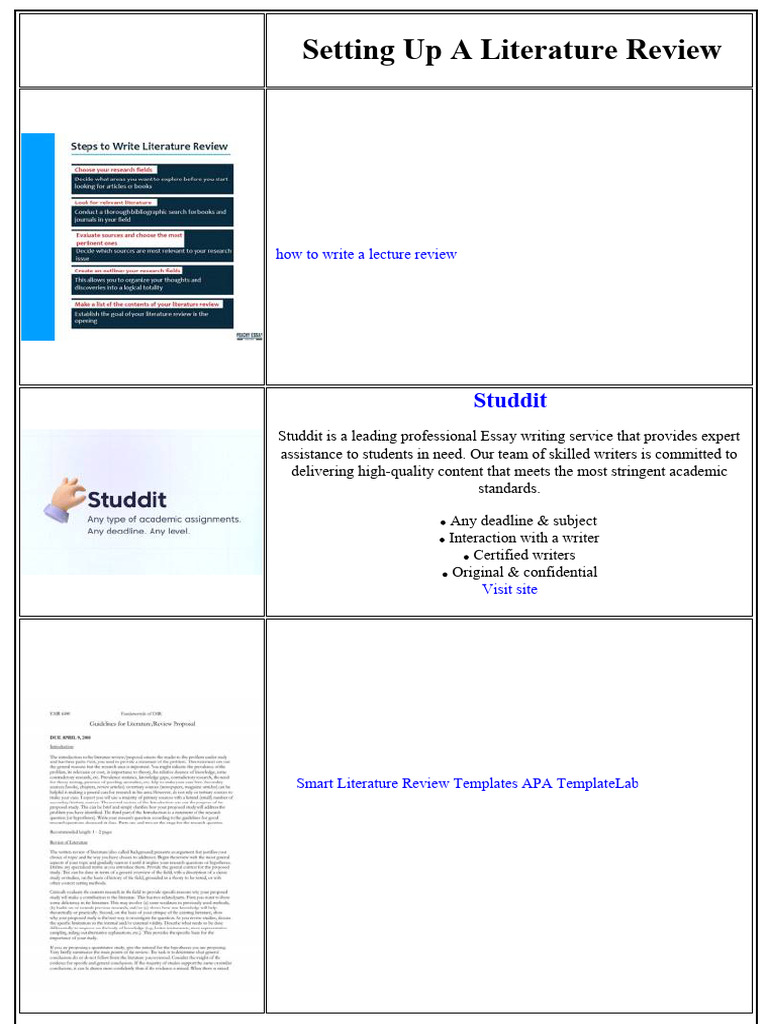 Setting Up A Literature Review | PDF | Essays | Thesis