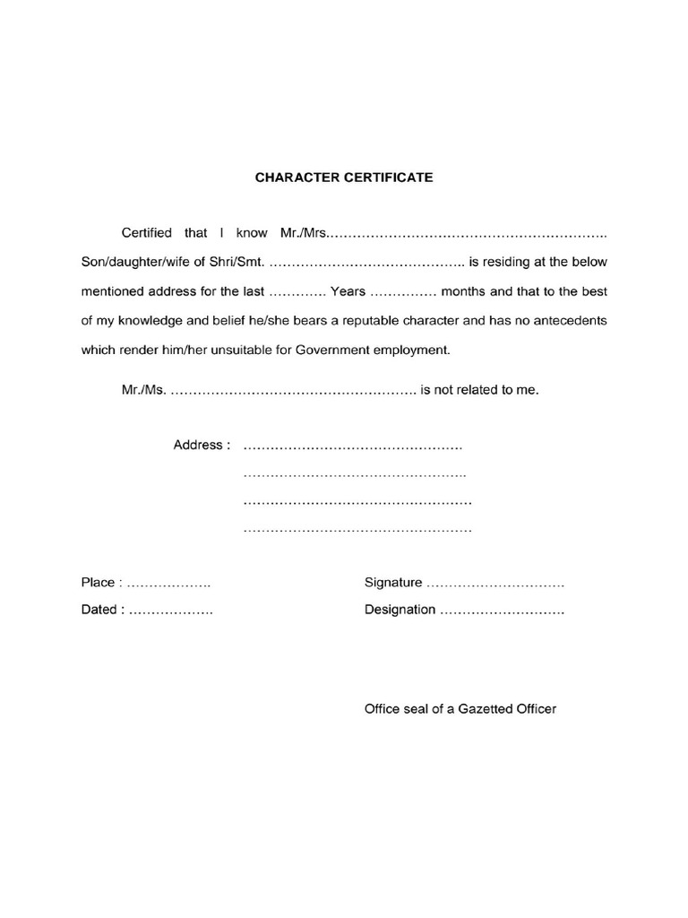 PG-TRB-Character-certificate-format | PDF