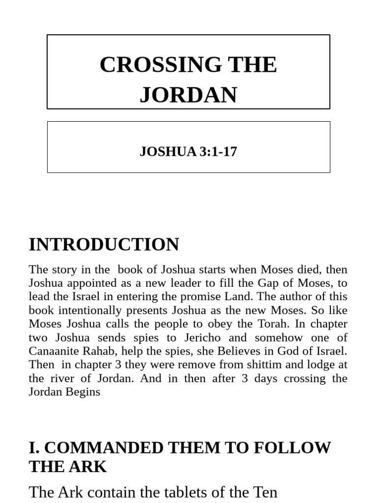 Crossing The Jordan | PDF | Joshua | Ark Of The Covenant