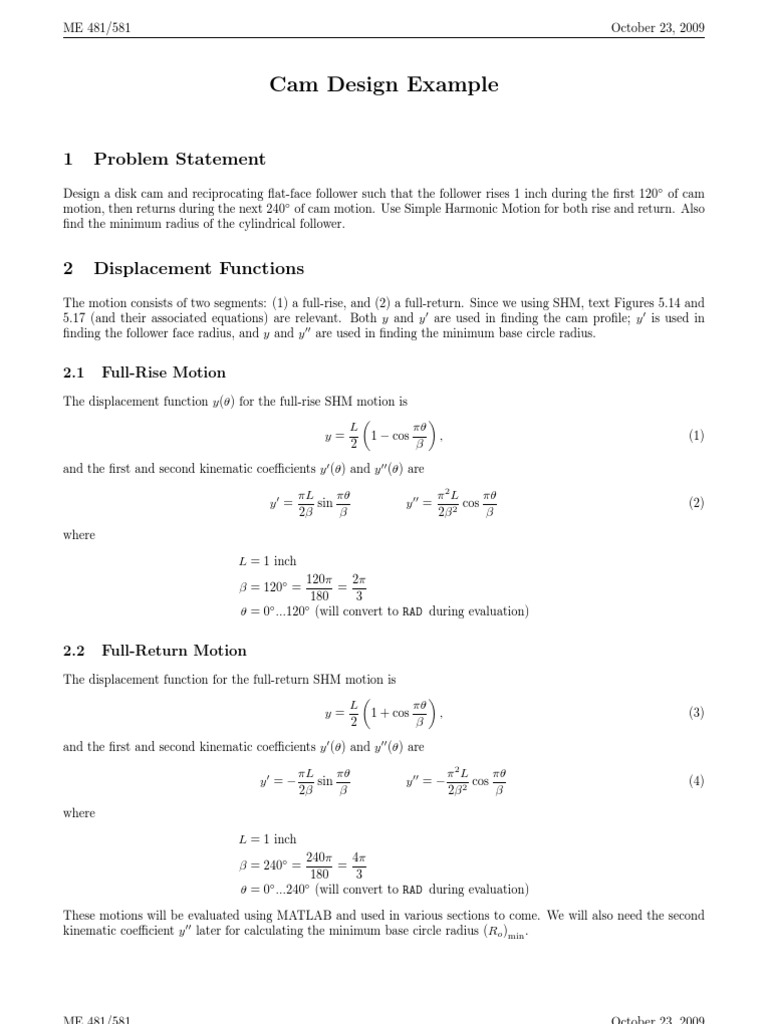Cam Design | PDF | Trigonometric Functions | Circle