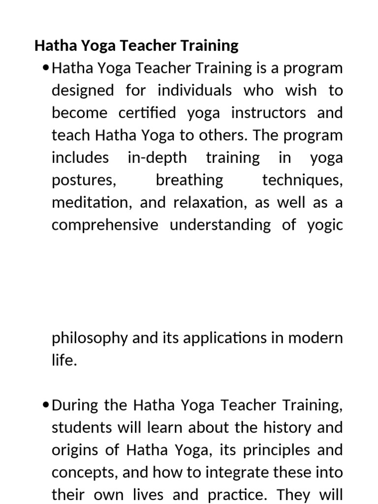 Hatha Yoga Teacher Training | PDF