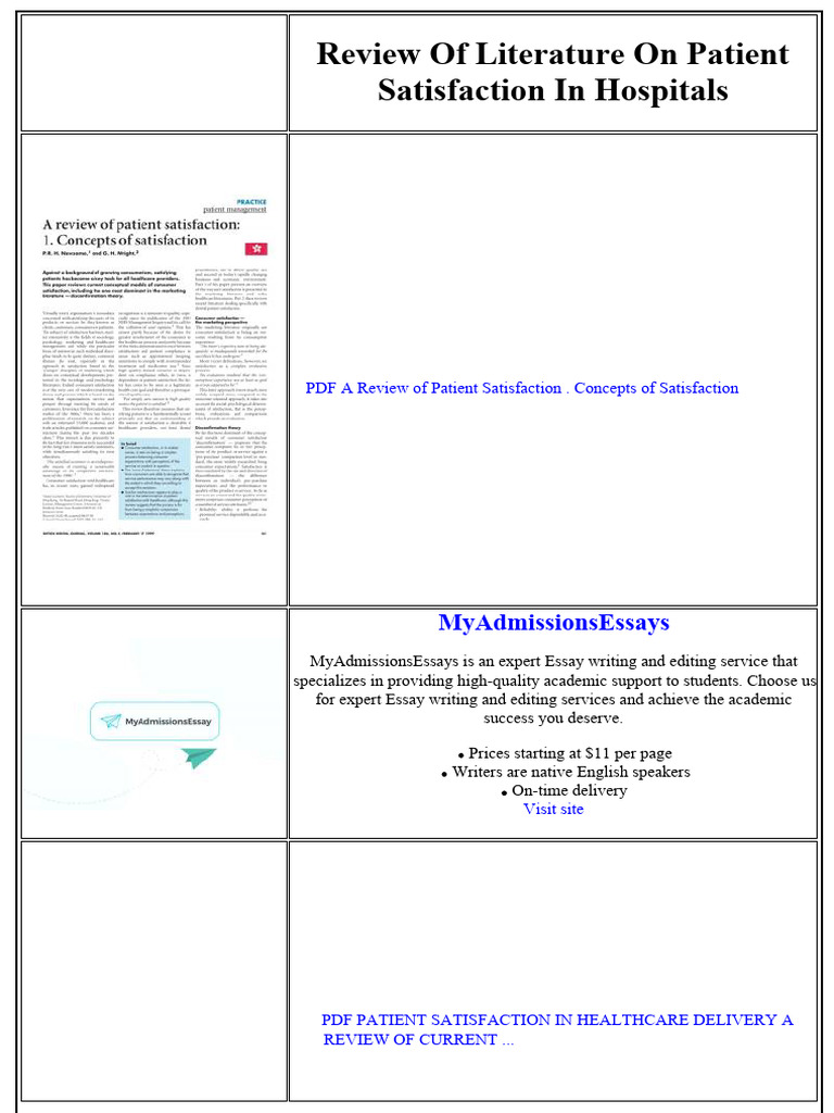 Review of Literature On Patient Satisfaction in Hospitals | PDF ...