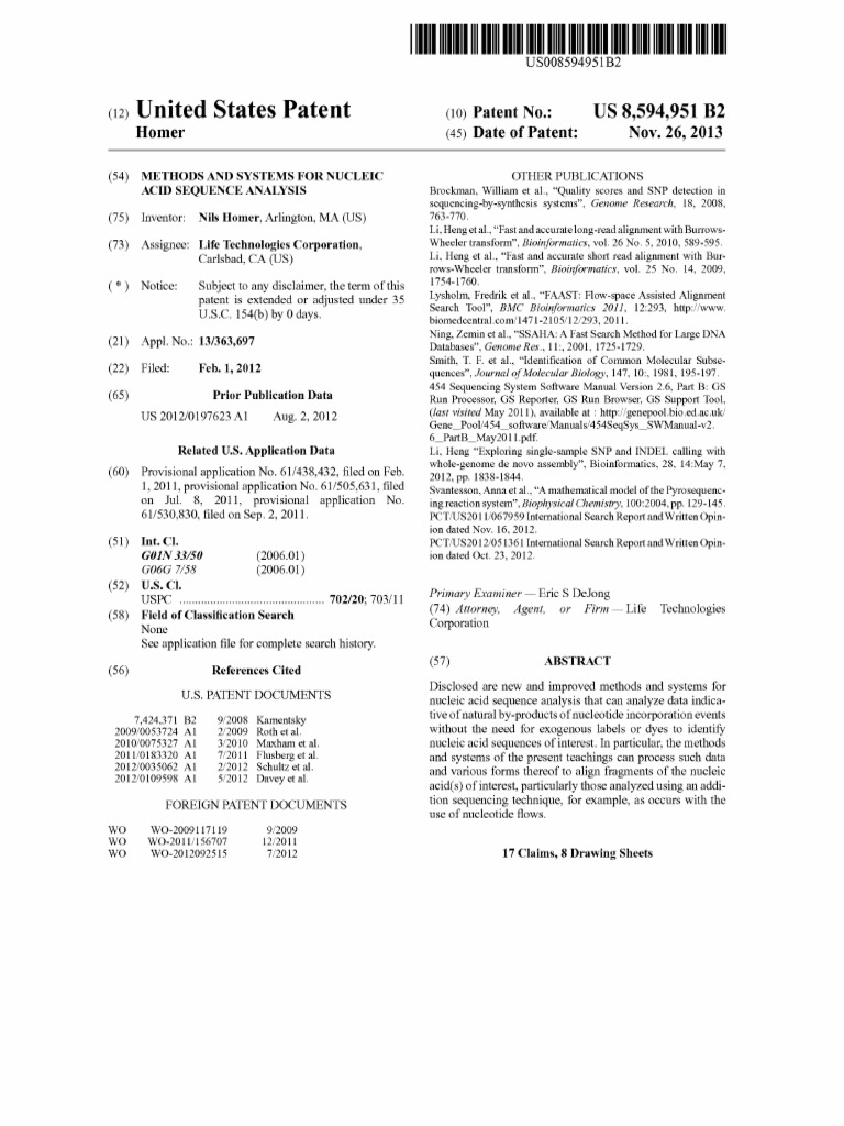 Methods and Systems For Nucleic Other Publications Acid Sequence ...