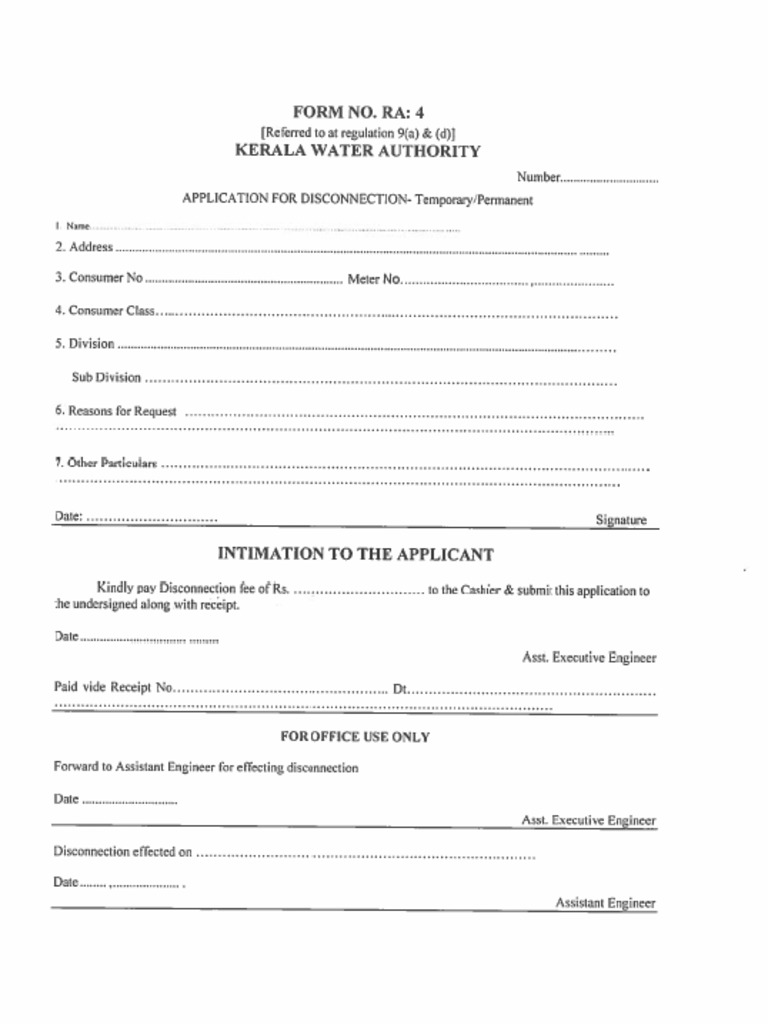 Form RA 4 Disconnection Temporary Permanent 1 | PDF