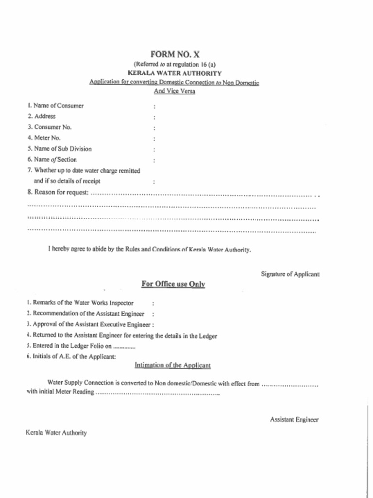 Form 10 Converting Domestic Connection To Non Domestic Conne | PDF