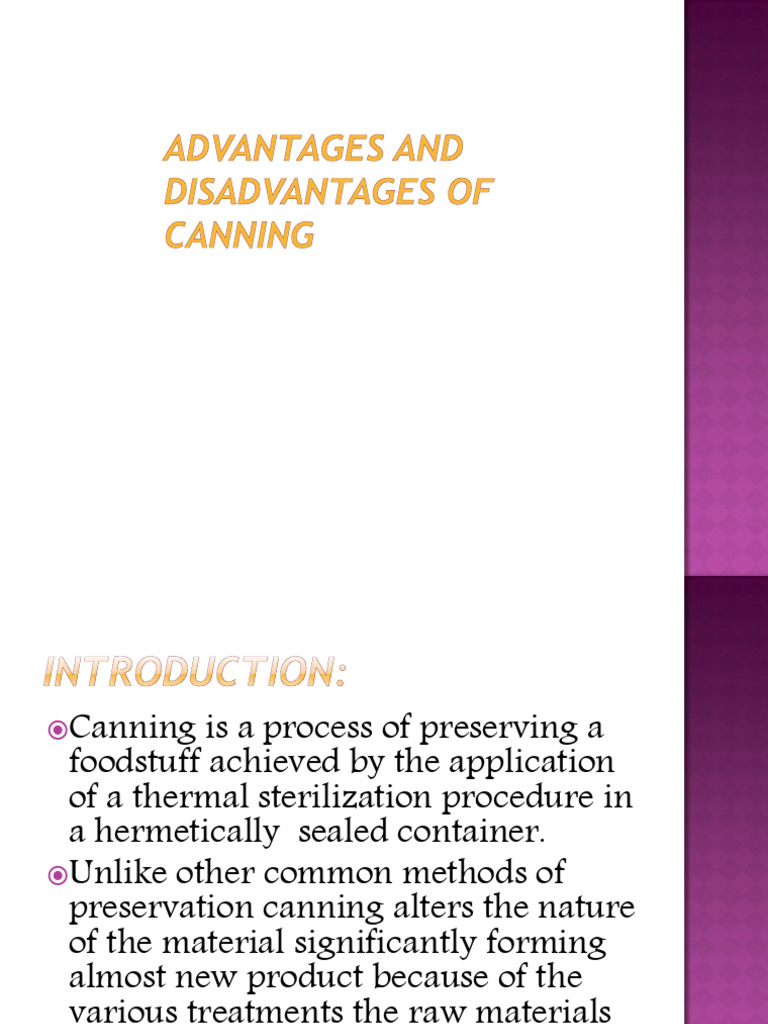 Canning: Pros and Cons Explained | PDF