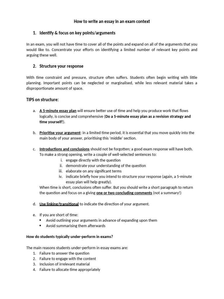 Writing Effective Exam Essays | PDF