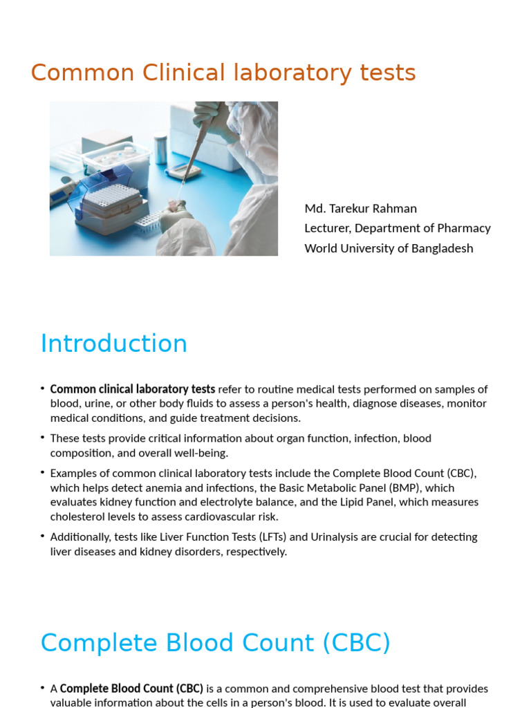 Overview of Common Clinical Lab Tests | PDF | Cirrhosis | Anemia