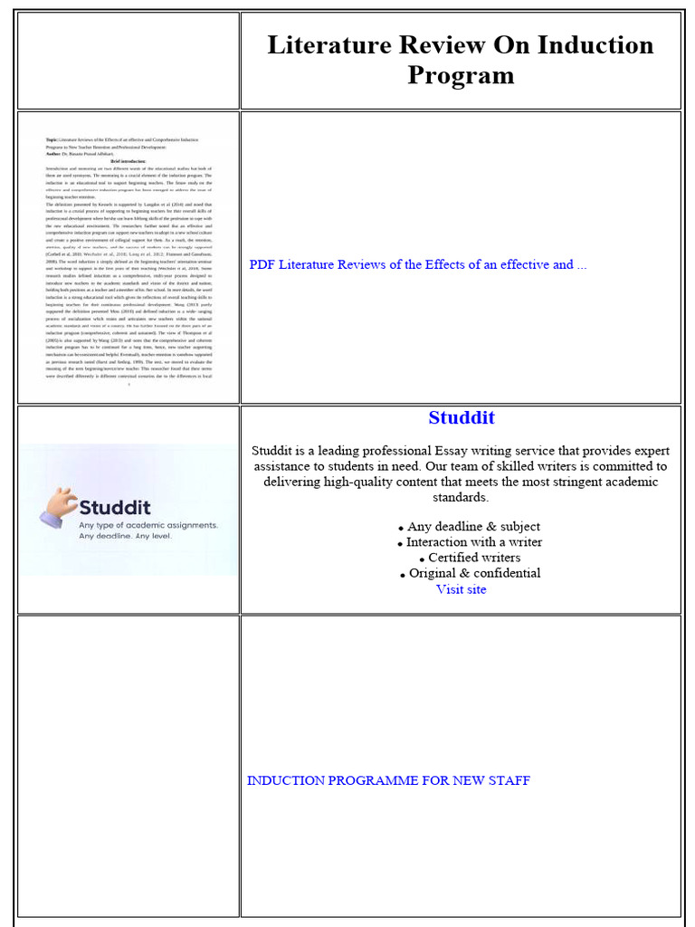 Literature Review On Induction Program | PDF | Mentorship | Inductive Reasoning