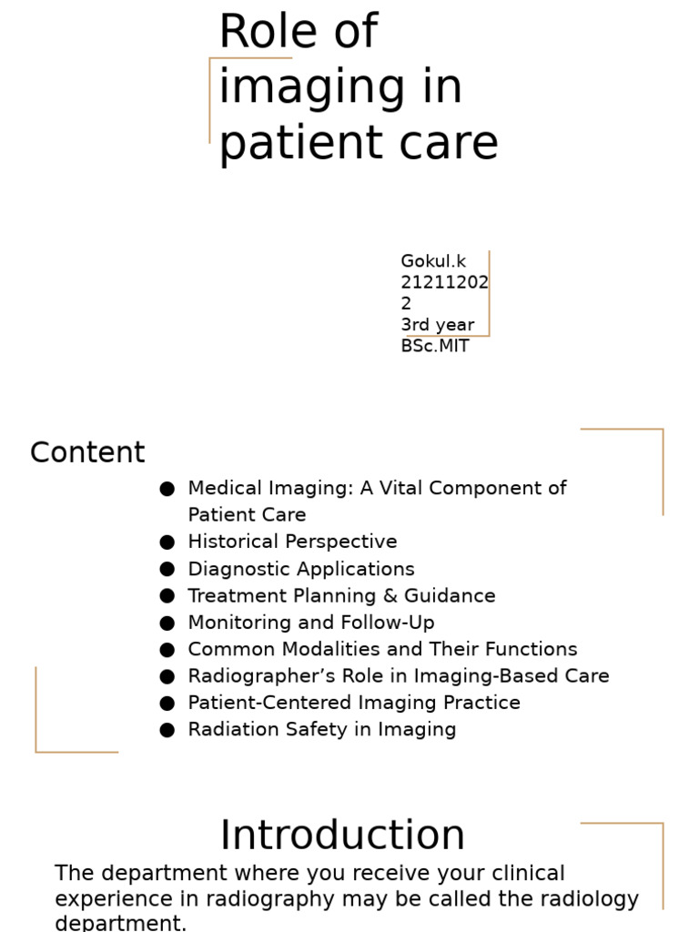 Gokul ... Role of Imaging in Patient Ca | PDF | Medical Imaging | Radiology