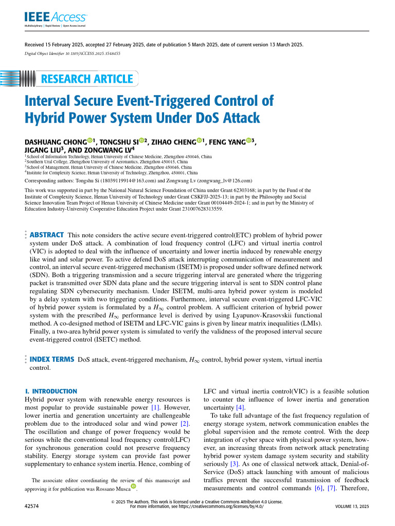 Secure Control for Hybrid Power Systems | PDF | Transmission Control ...