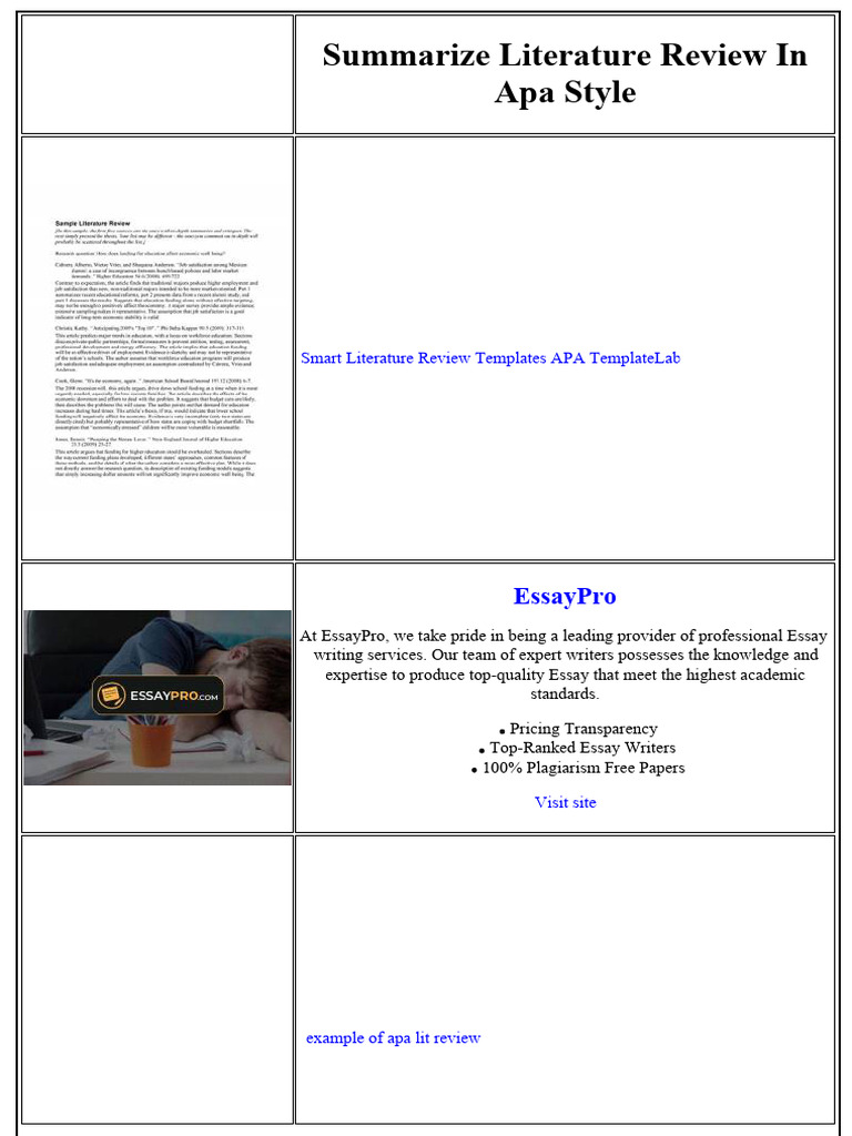 Summarize Literature Review in Apa Style | PDF | Thesis | Essays