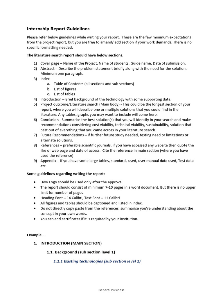 Internship Report Guidelines | PDF | Abstract (Summary) | Computing