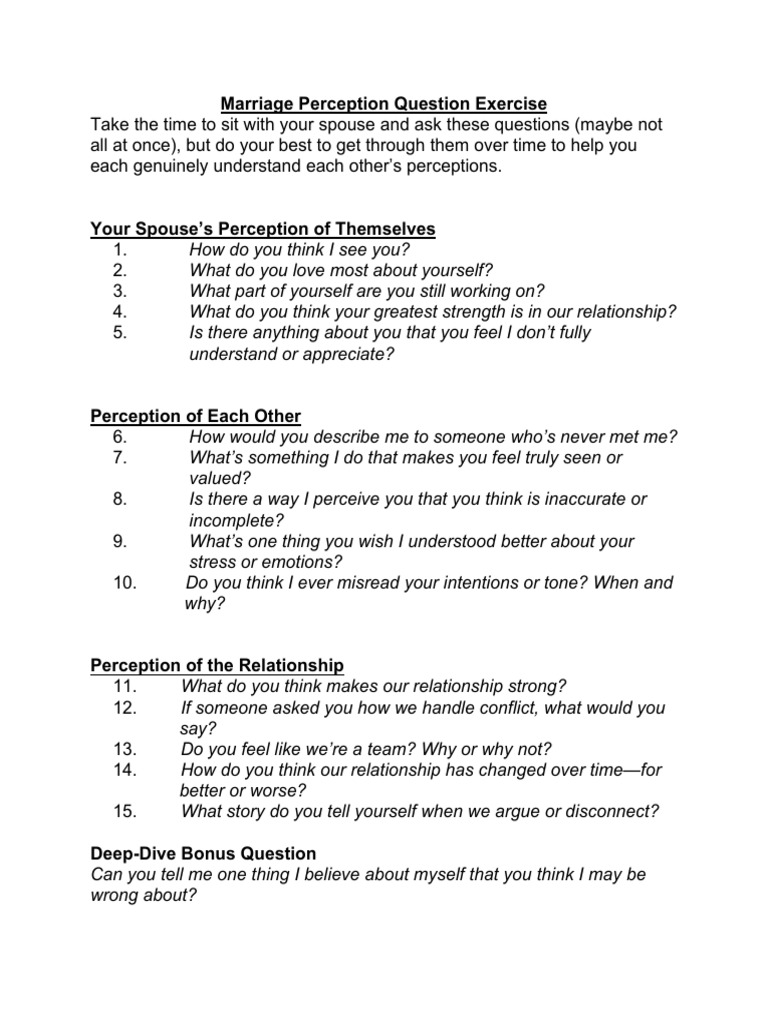 PDF Marriage Perception Question Exercise | PDF