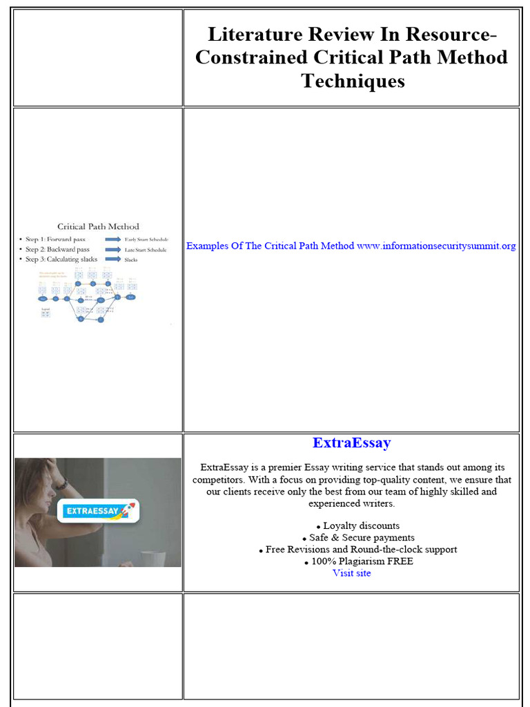 Literature Review in Resource-Constrained Critical Path Method Techniques | PDF | Project Management