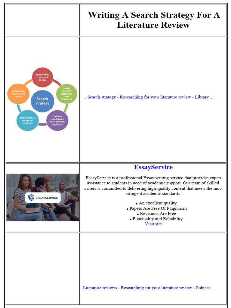Writing a Search Strategy for a Literature Review | PDF | Thesis | Essays