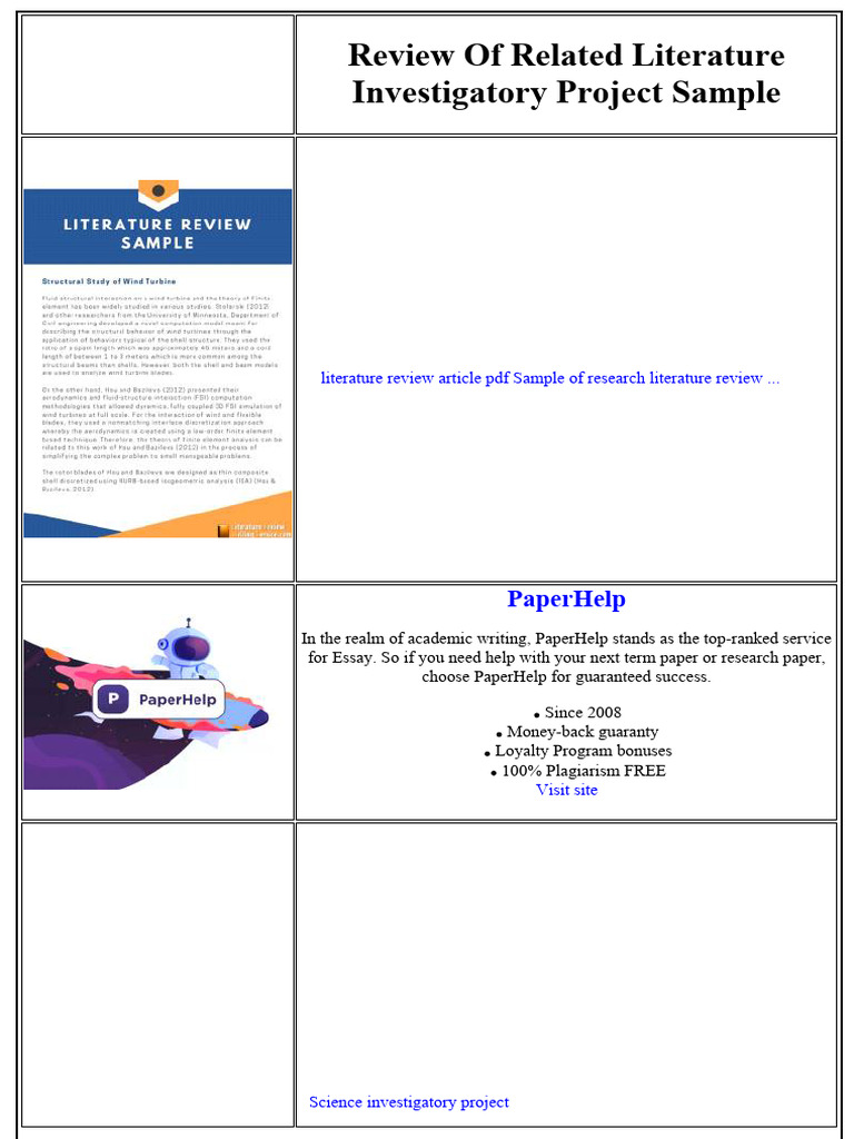 Review of Related Literature Investigatory Project Sample | PDF ...