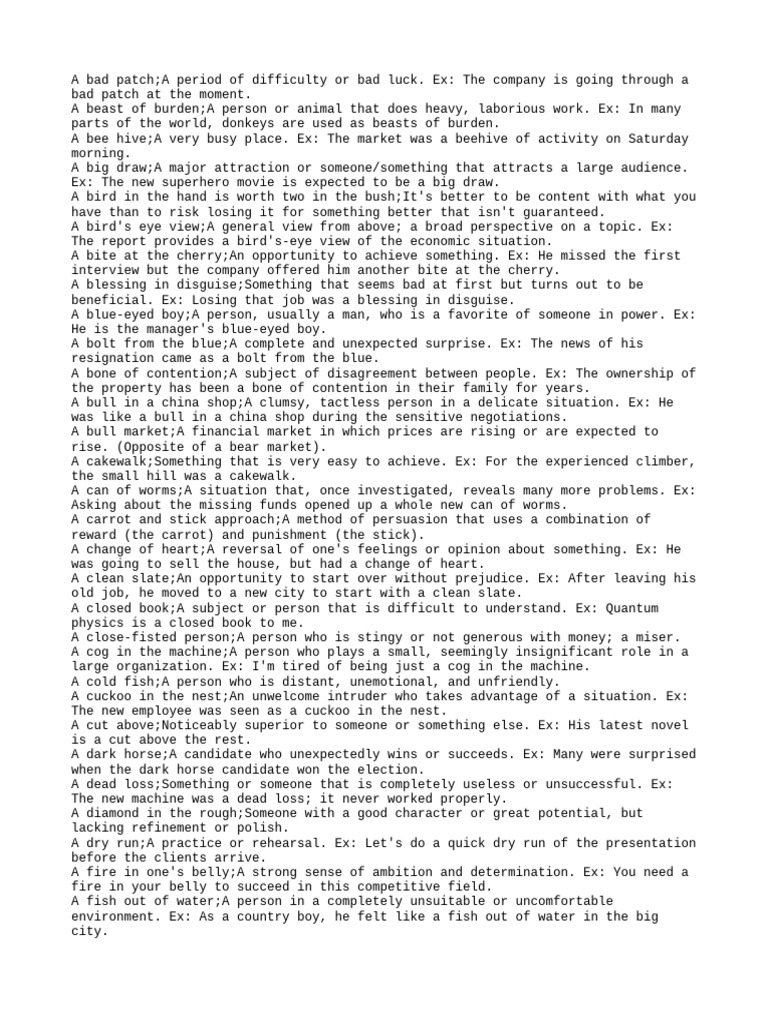 Understanding "A Bad Patch" Idiom | PDF
