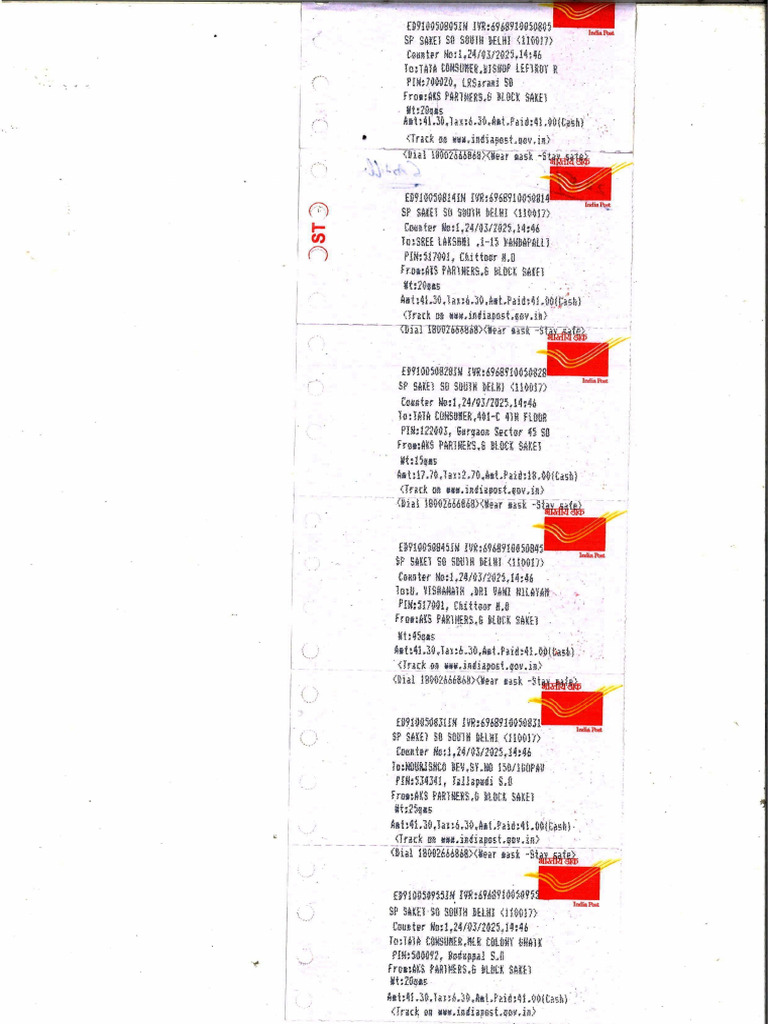 Speed Post Recipts Legal Notice To S. Premkumar, Advocate | PDF