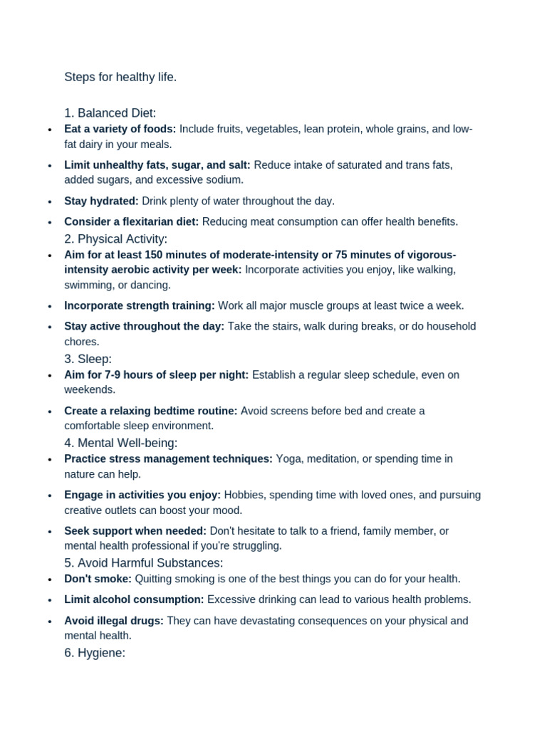 Essential Steps for a Healthy Life | PDF