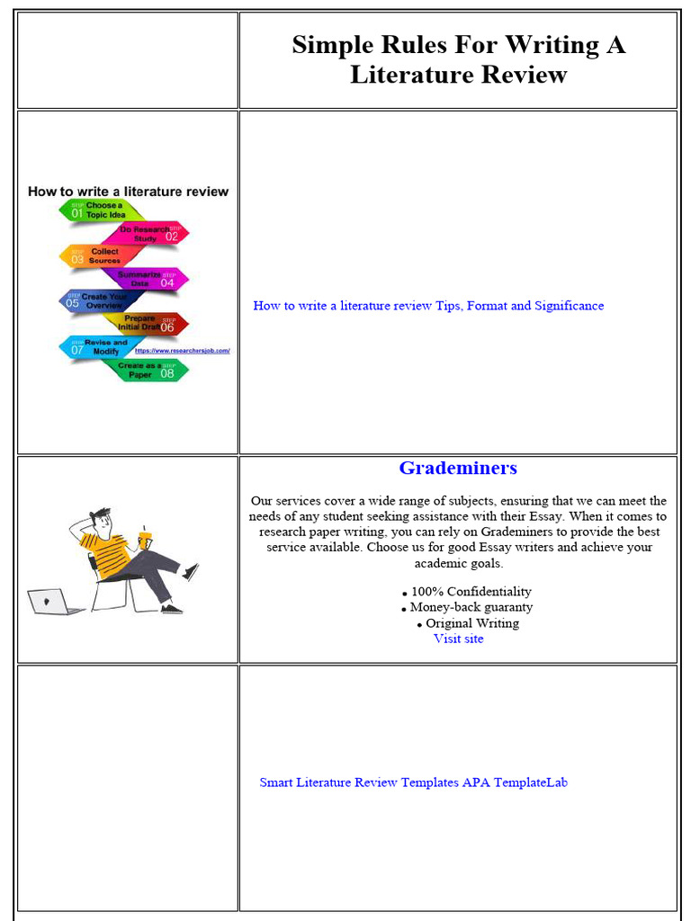 Simple Rules For Writing A Literature Review | PDF | Essays ...