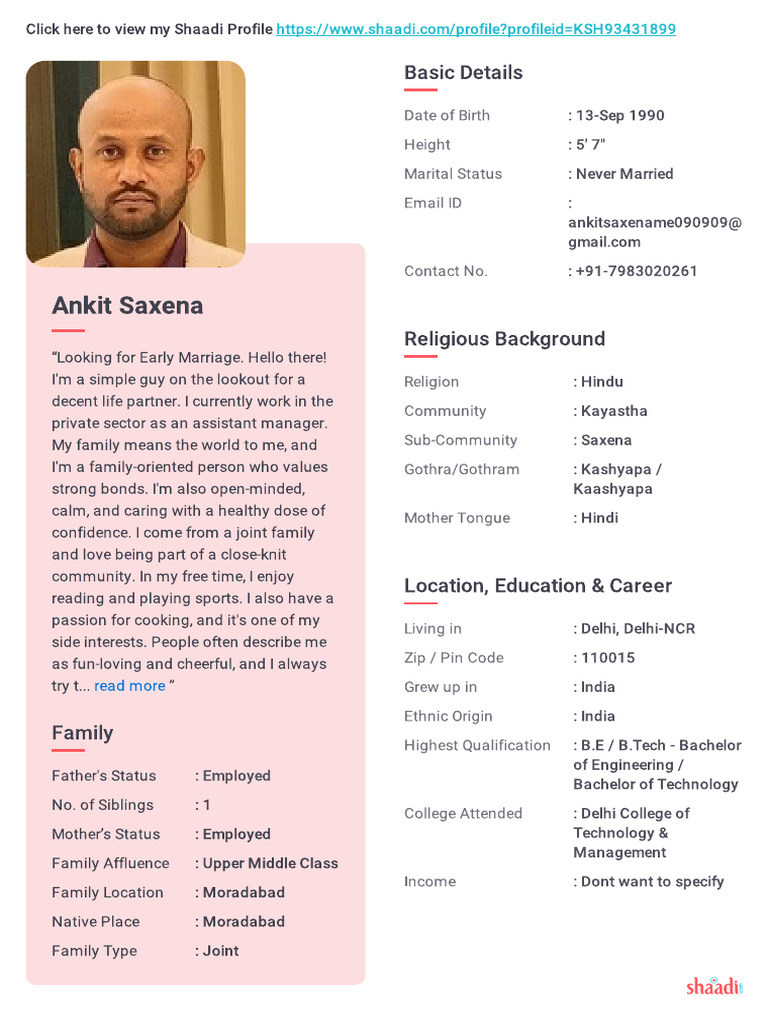 Ankit Biodata | PDF