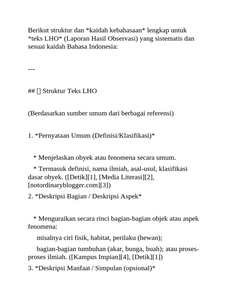 Struktur Dan Kaidah Kebahasaan LHO | PDF